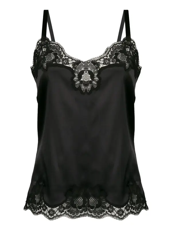 Dolce & Gabbana Lace-trimmed Camisole Top - Black