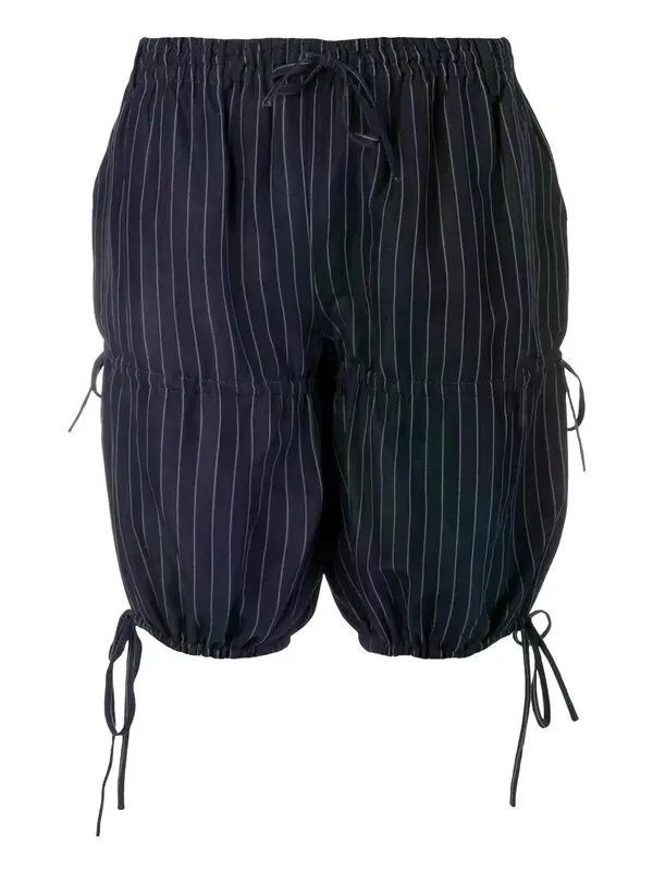 Jean Paul Gaultier Pinstripe Gathered Shorts - Blue