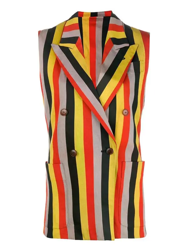 Jean Paul Gaultier Striped Double-breasted Waistcoat - Yellow