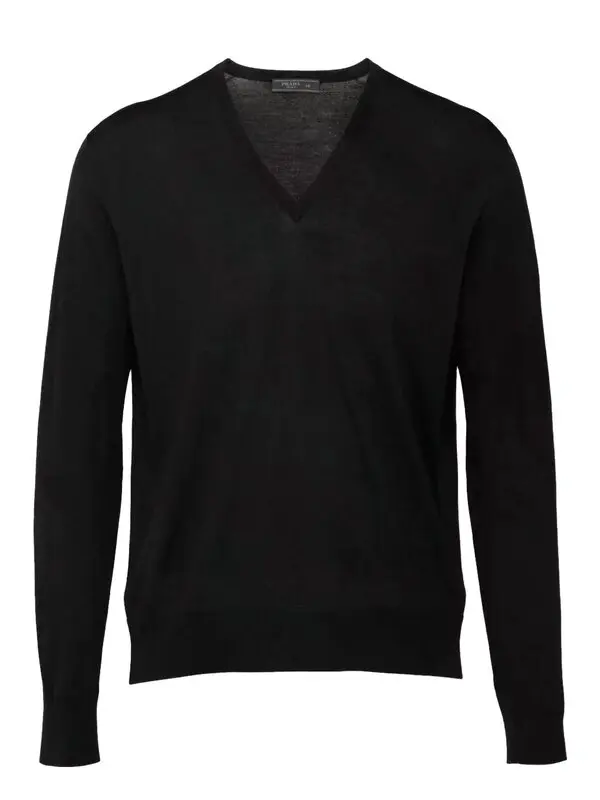 Prada Knitted V-neck Sweater - Black