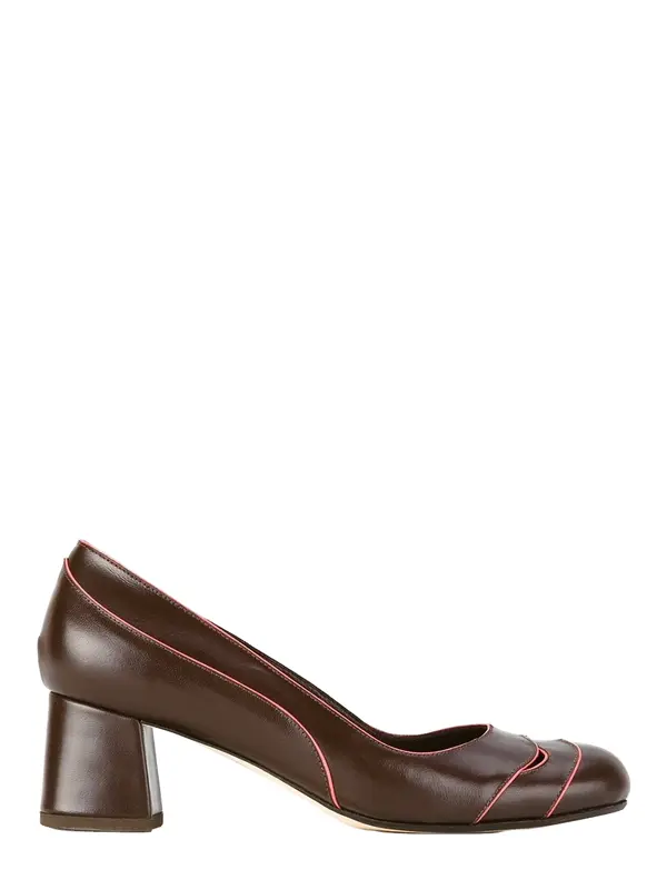 STUDIO CHOFAKIAN Contrast Piped Leather Pumps - Brown