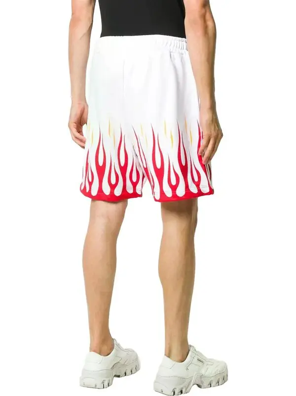 OMC Flames Print Track Shorts - White