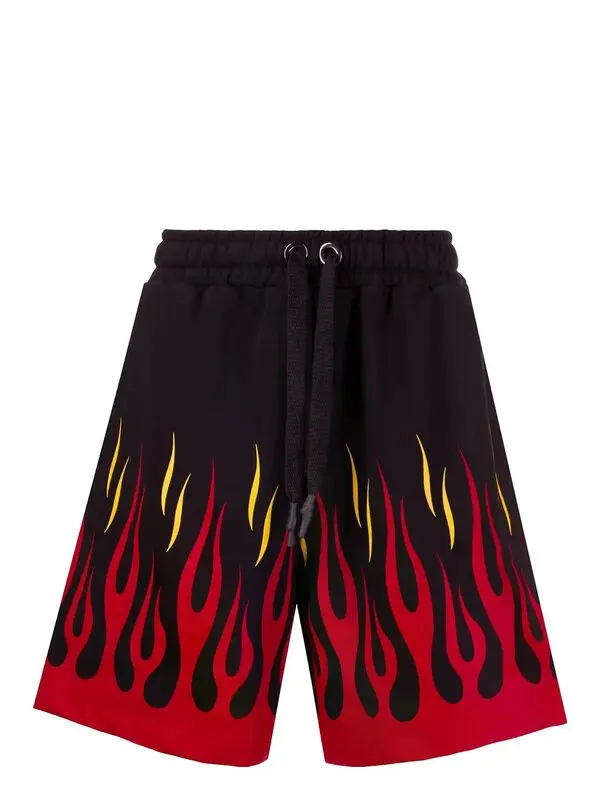 OMC Flame Print Track Shorts - Black