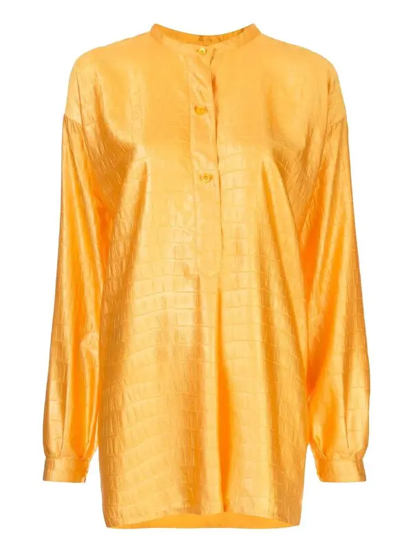 Sies Marjan Azra Crocodile-embossed Satin Shirt - Orange