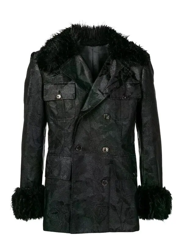 Jean Paul Gaultier Faux Fur Collar Jacket - Black