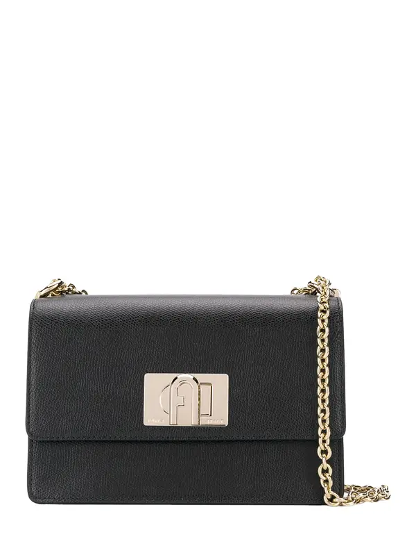 Furla Monogram Clasp Crossbody Bag - Black