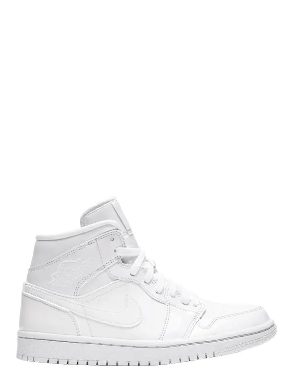 JORDAN Air 1 Mid Triple Patent Leather Sneakers - White