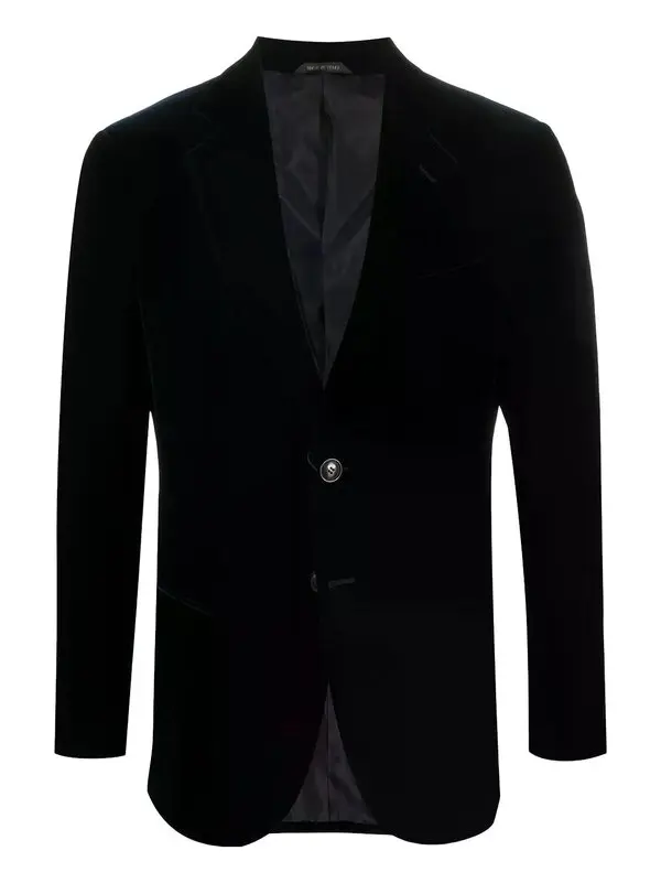 Giorgio Armani Velvet Single-breasted Blazer - Blue