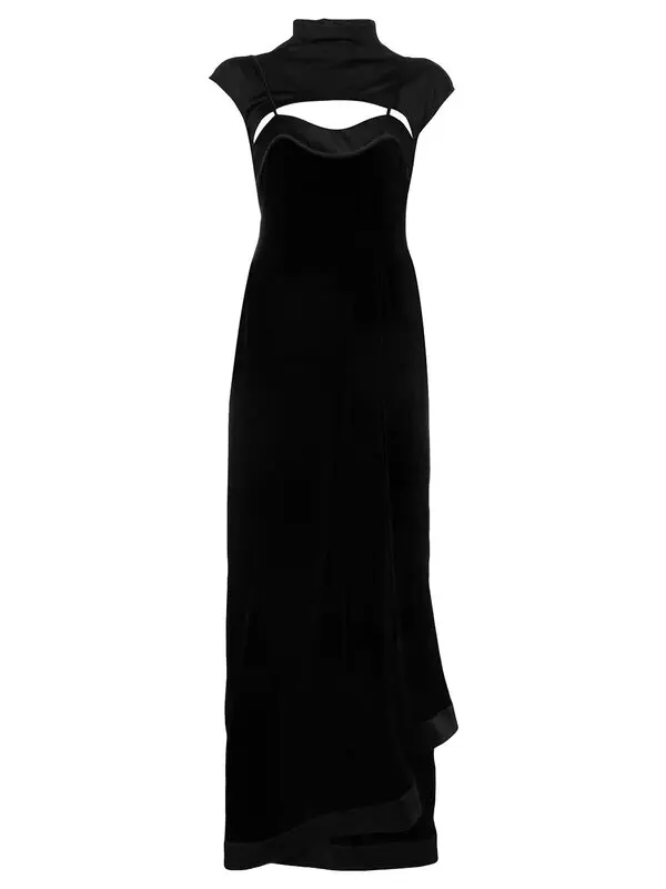 BEN TAVERNITI UNRAVEL PROJECT Layered Velvet Dress - Black