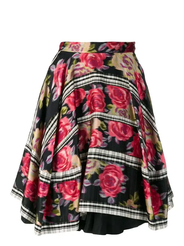 Comme Des Garçons 1989 Layered Floral Skirt - Black