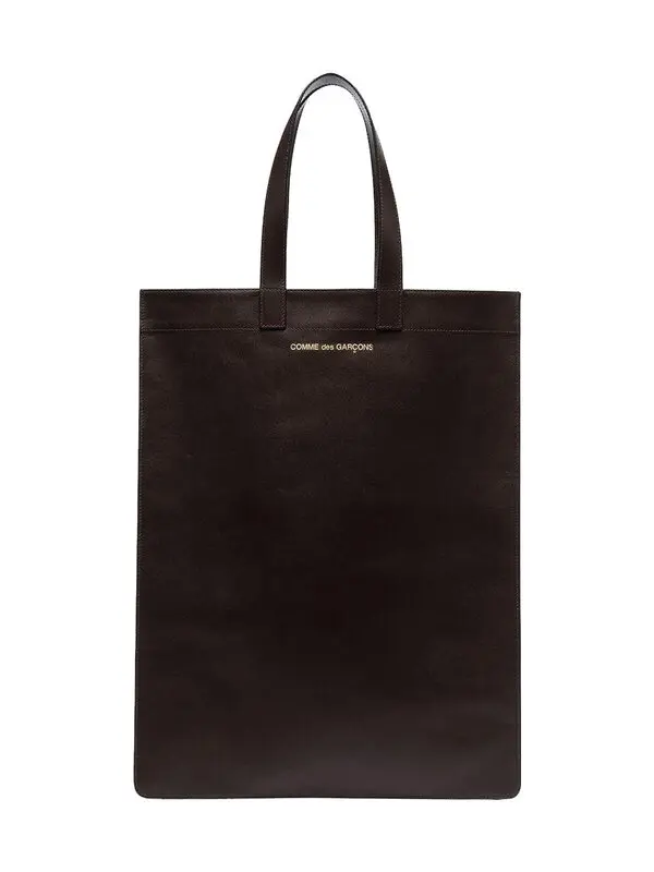 Comme Des Garçons Logo-print Leather Tote Bag - Brown