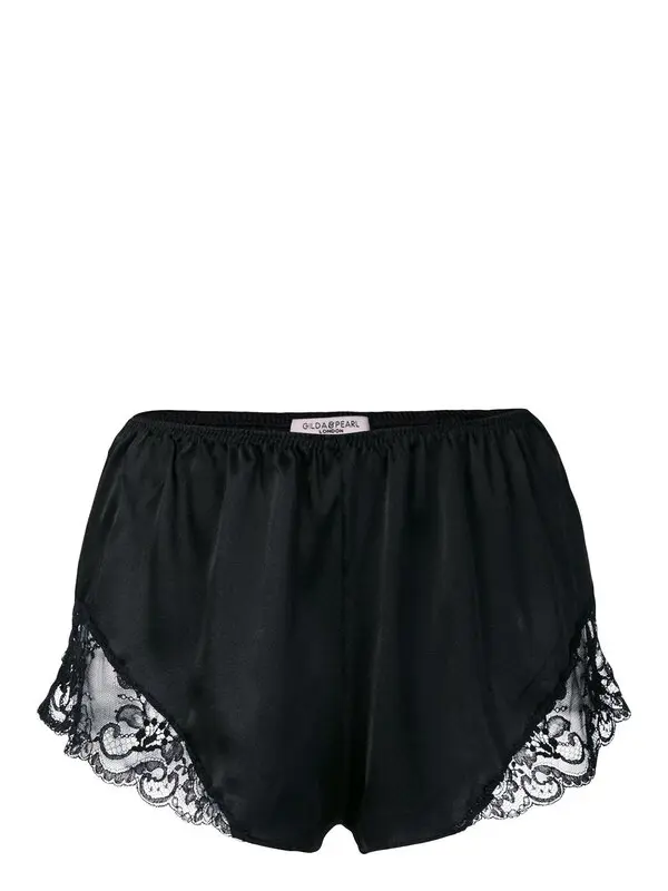 GILDA & PEARL Rita Lace-trimmed Satin Shorts - Black