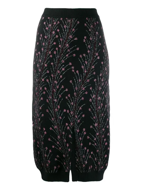 Marco De Vincenzo Floral Embroidered Skirt - Black