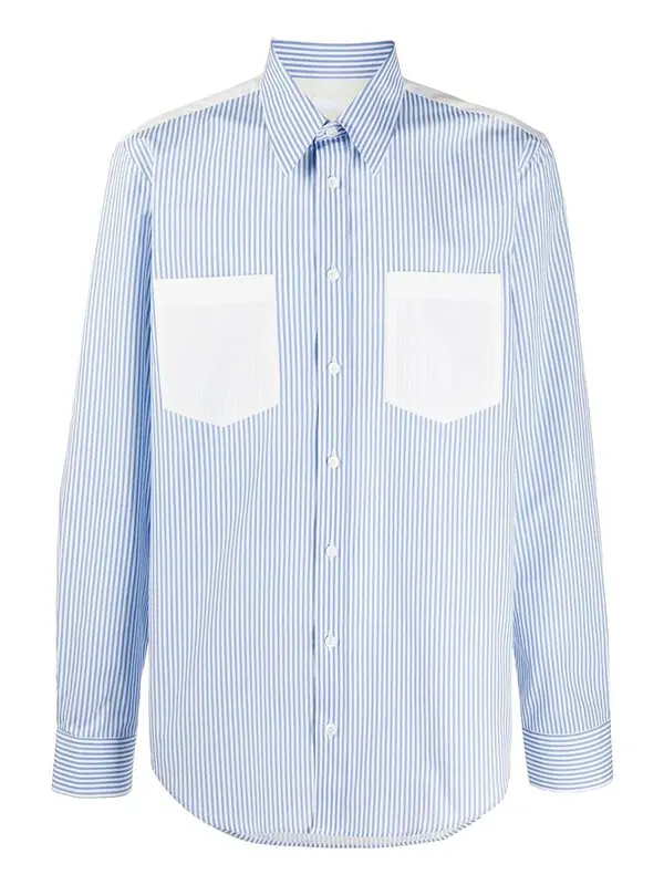 Helmut Lang Striped Cotton Long-sleeved Shirt - Blue