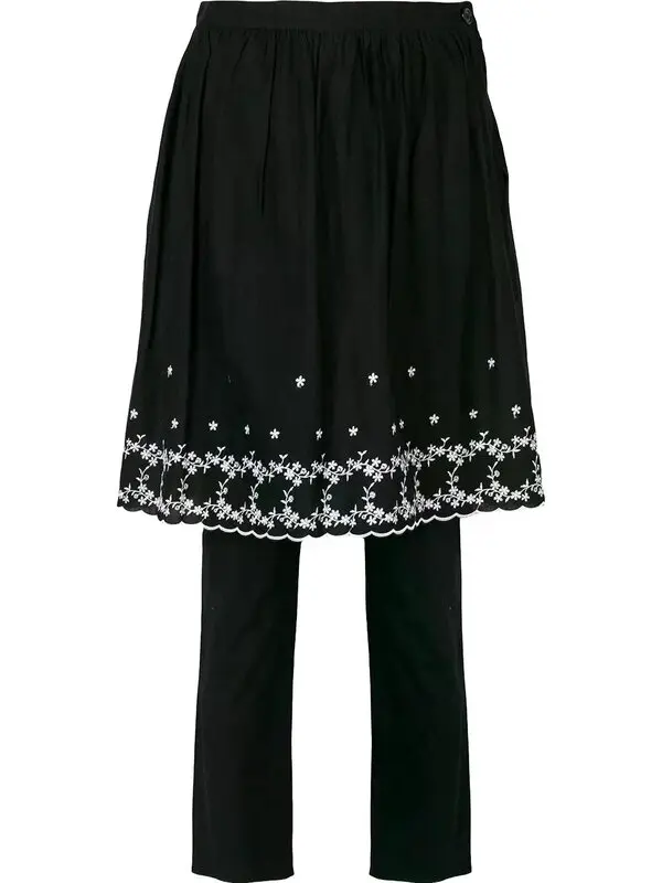Comme Des Garçons Embroidered Skirt Trousers - Black