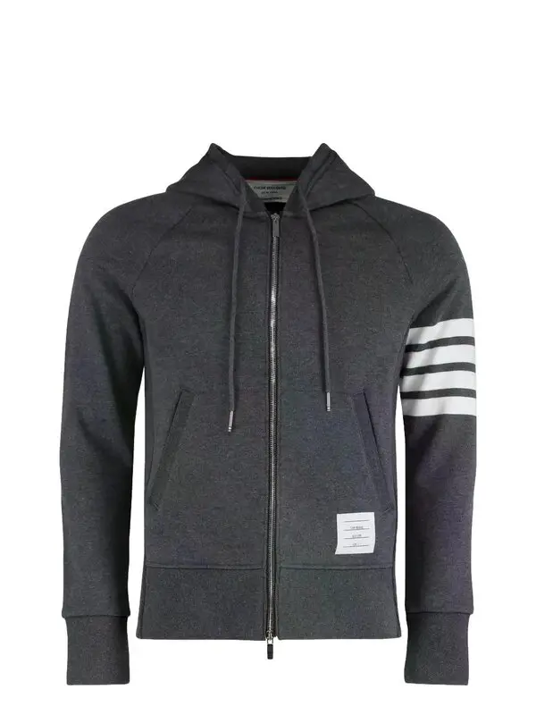 Thom Browne Loopback 4-bar Zip-up Hoodie - Grey