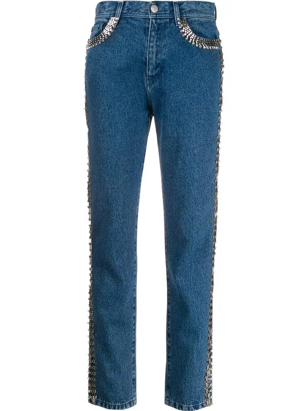 CHRISTOPHER KANE Embellished Side-stripe Jeans - Blue