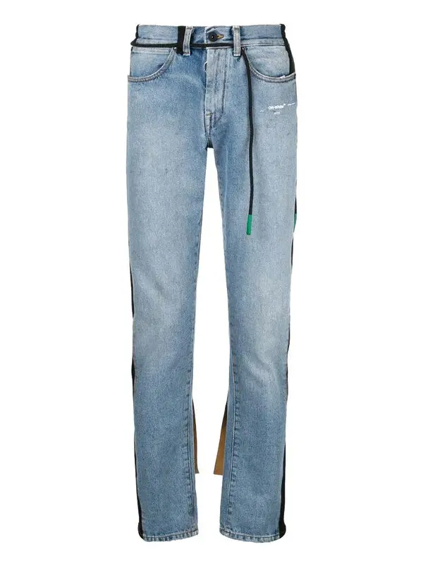 Off-White Regular Fit Jeans With Side Stripes - Blue
