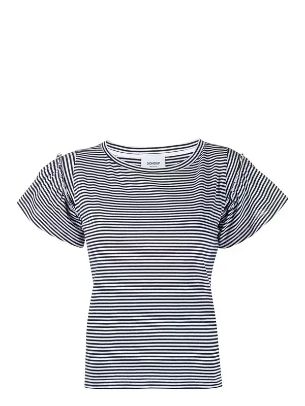 DONDUP Striped Ruffled T-shirt - Black