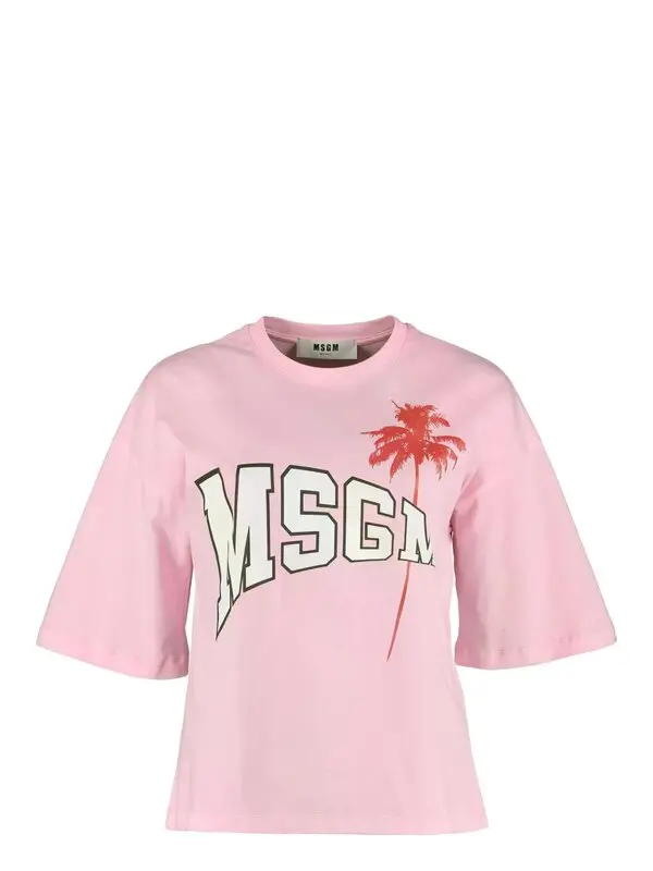 MSGM Logo Palm Tree T-shirt - Pink
