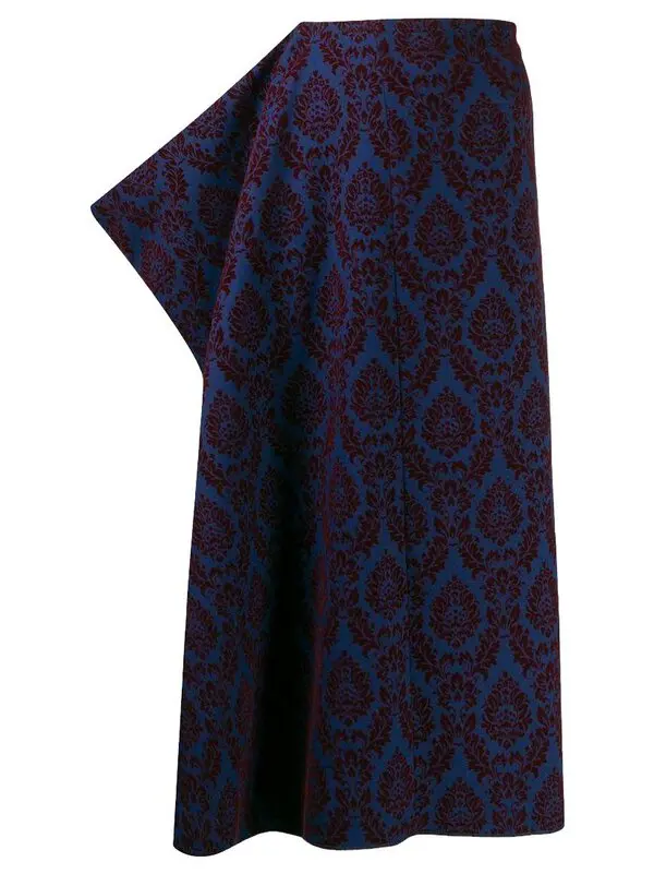 Comme Des Garçons 1996 Brocade Midi Skirt - Blue