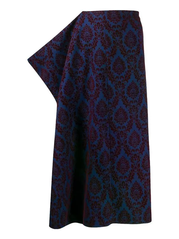 Comme Des Garçons 1996 Brocade Midi Skirt - Blue