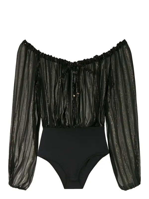 AMIR SLAMA Metallic Bodysuit - Black