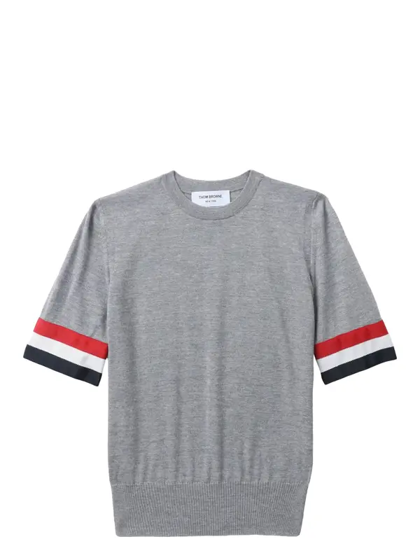 Thom Browne Rwb Stripe Crew-neck Top - Grey