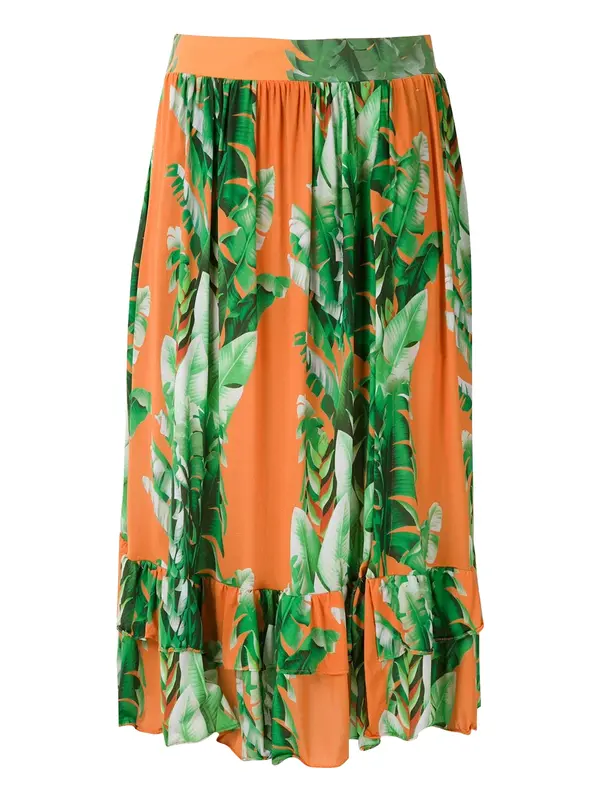 AMIR SLAMA Printed Ruffle Skirt - Green