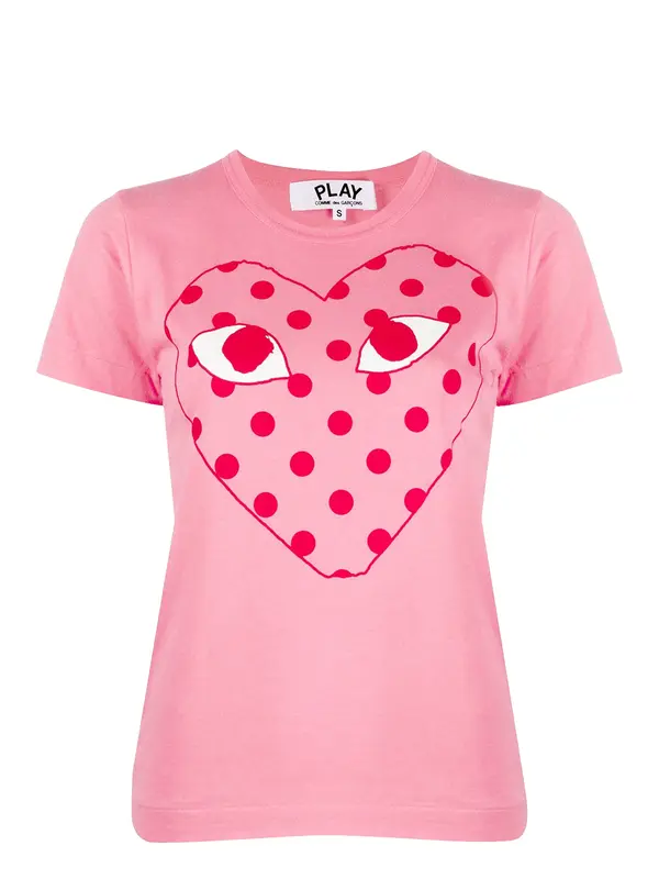 Play Comme Des Garcon Polk-dot Print T-shirt - Pink