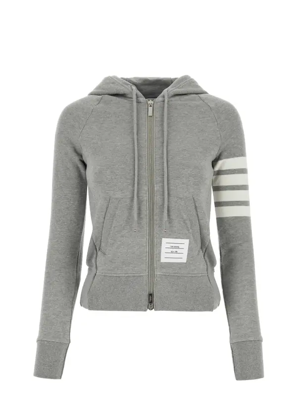 Thom Browne 4-bar Striped Cotton Hoodie - Grey