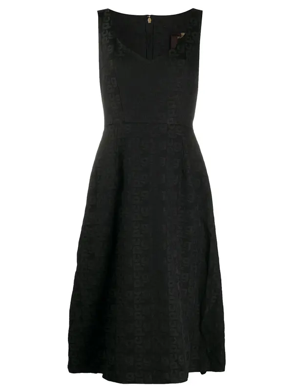 Comme Des Garçons Monogram A-line Midi Dress - Black