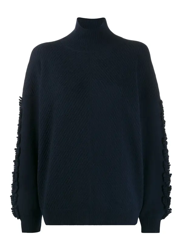 BARRIE Textured Sleeves Detail Jumper - Blue