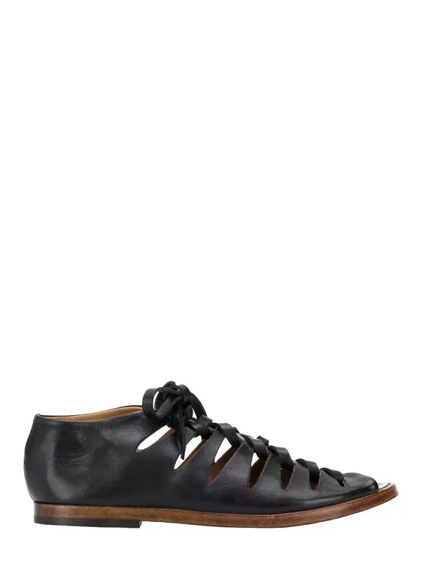 ALBERTO FASCIANI Leather Gladiator Sandals - Black