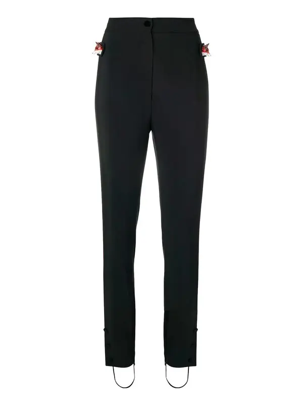Dolce & Gabbana Tuxedo Stripe Trousers With Fox Trim - Black
