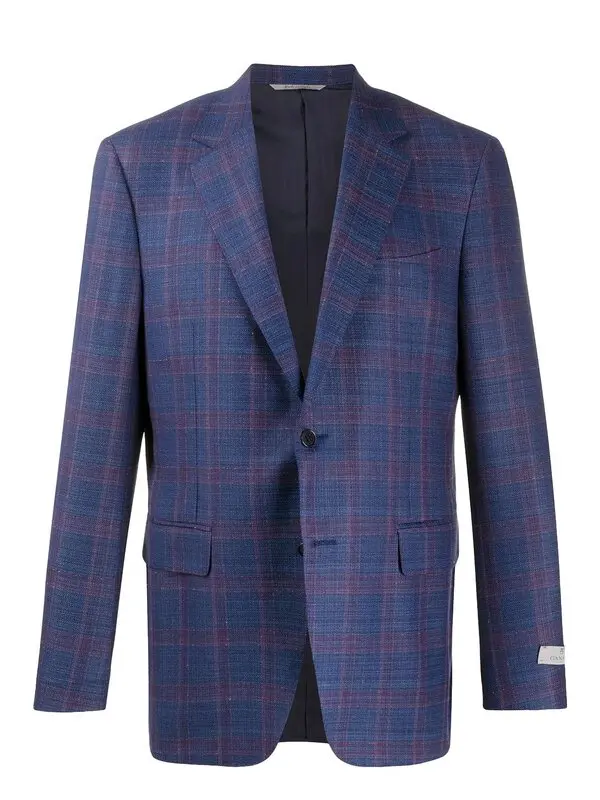 Canali Single-breasted Plaid Blazer - Blue