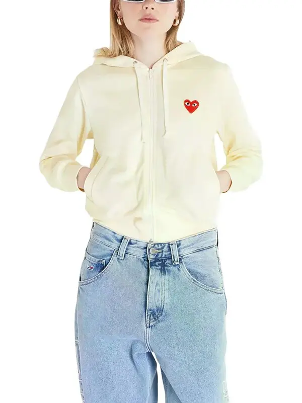 Play Comme Des Garcon Heart-patch Hoodie - Neutrals