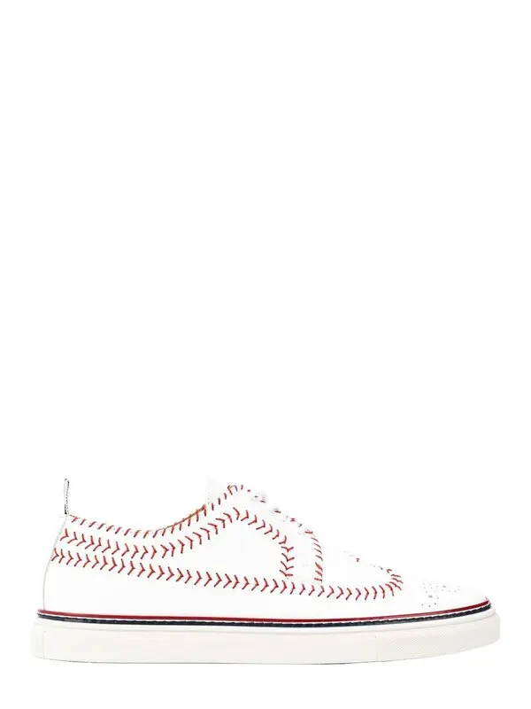 Thom Browne Baseball Stitching Leather Sneakers - White