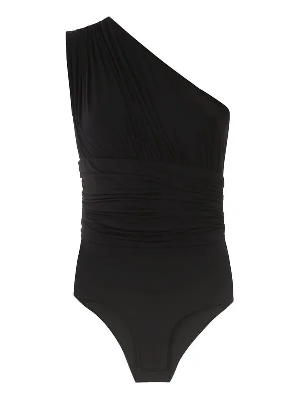 AMIR SLAMA Ruched Panelled Body Top - Black