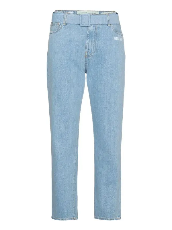 Off-White Mid Rise Cropped Jeans - Blue