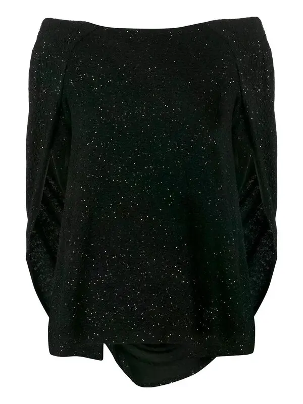 Talbot Runhof Cape Style Glitter Top - Black