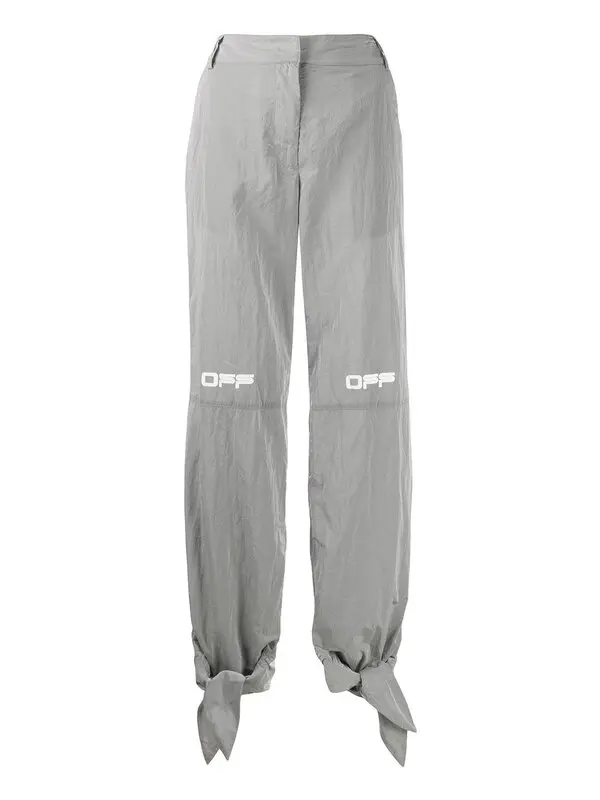 Off-White Printed Tie Cuff Trousers - Grey