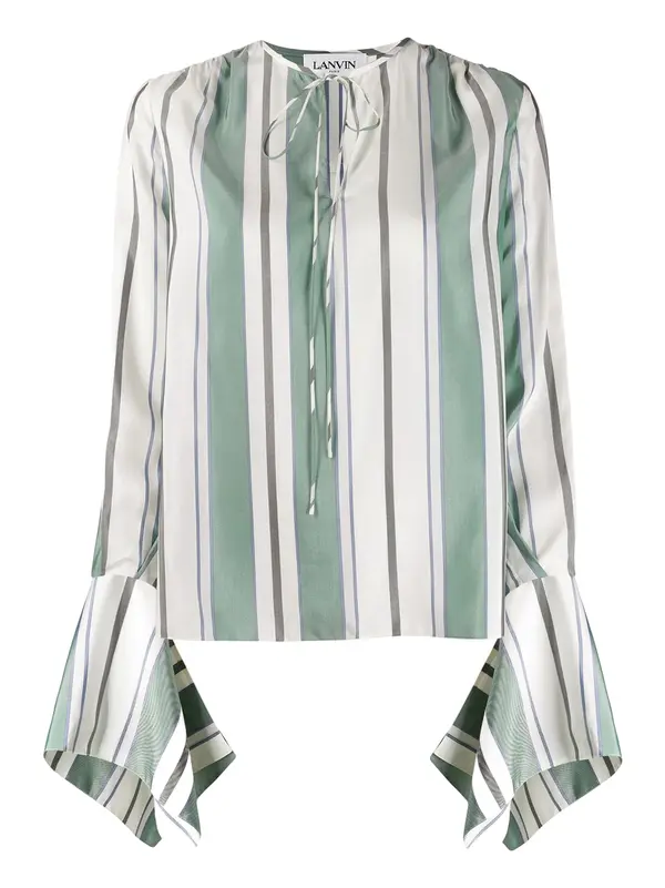 LANVIN Awning Stripe Blouse - Green