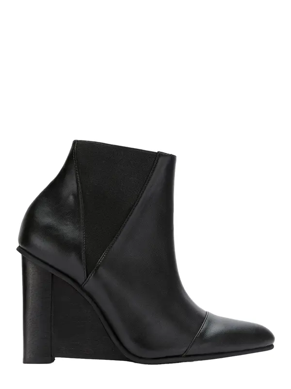 STUDIO CHOFAKIAN Leather Wedge Boots - Black