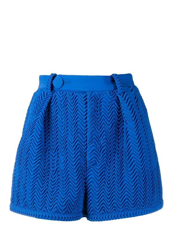 Marco De Vincenzo Pleated Wave Pattern Shorts - Blue