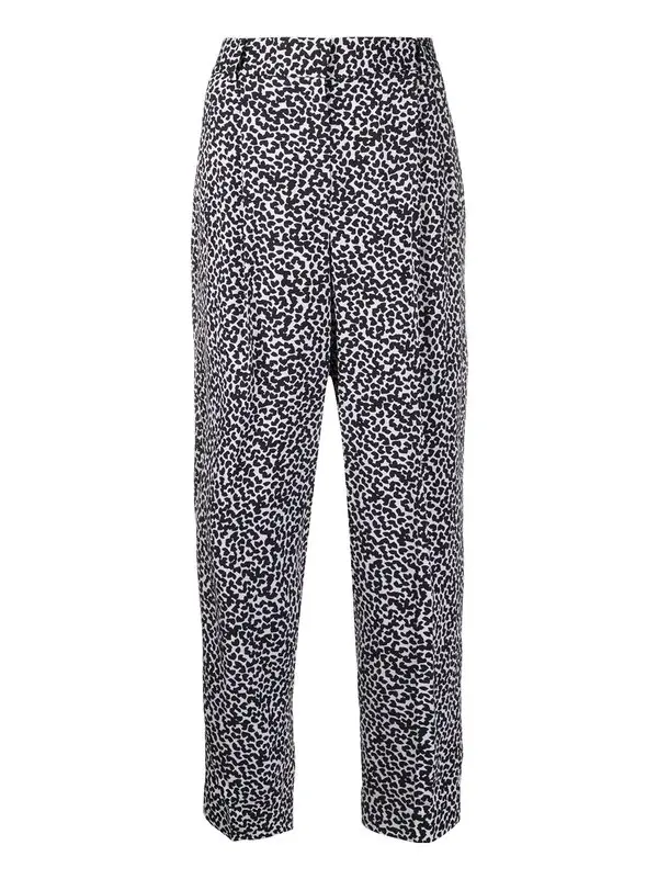 Michael Kors Leopard Print Straight-leg Trousers - Black