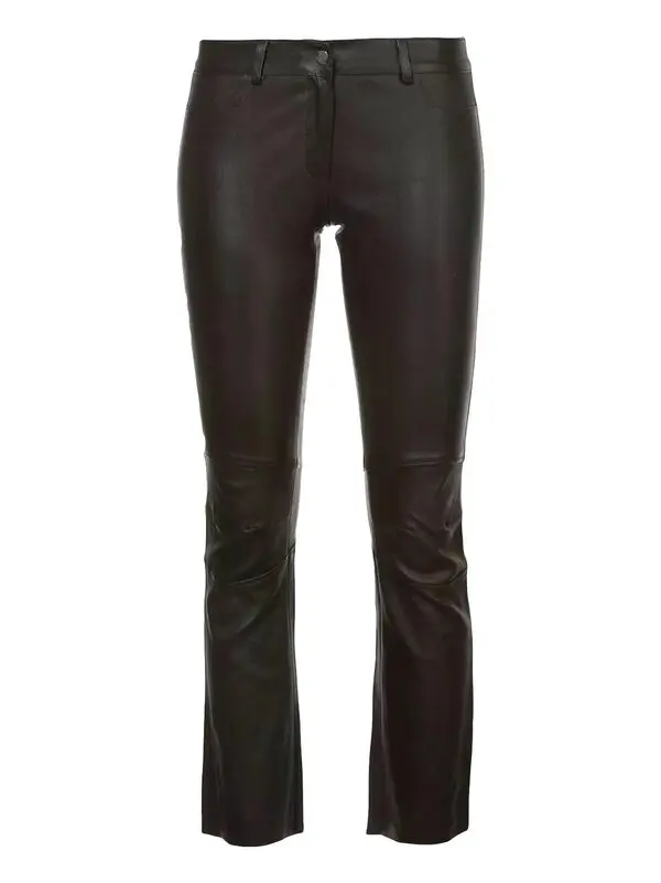SYLVIE SCHIMMEL Cropped Lambskin Trousers - Brown