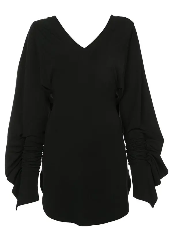 PAULA KNORR V-neck Flared Dress - Black