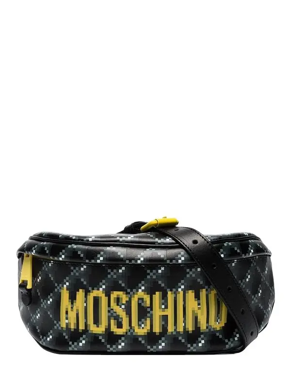 Moschino Blurred Logo Print Belt Bag - Black