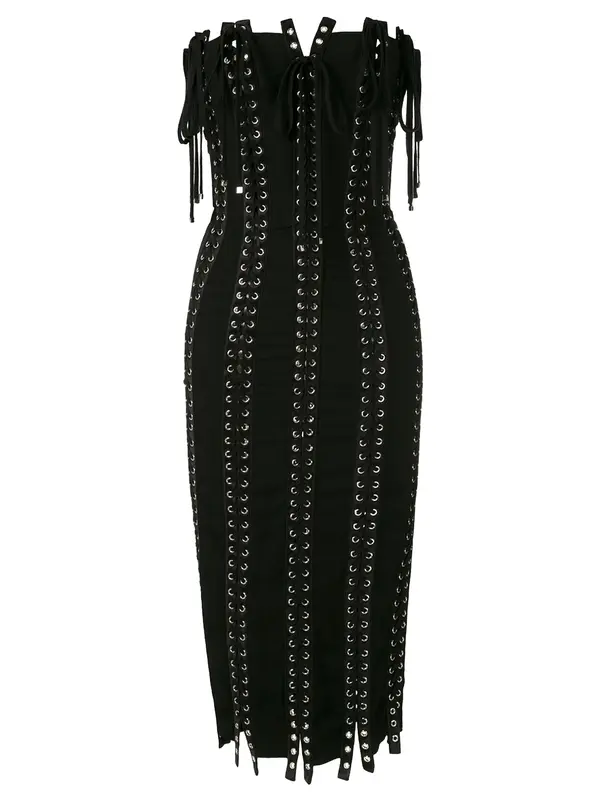 Dolce & Gabbana Eyelet-detail Strapless Midi Dress - Black